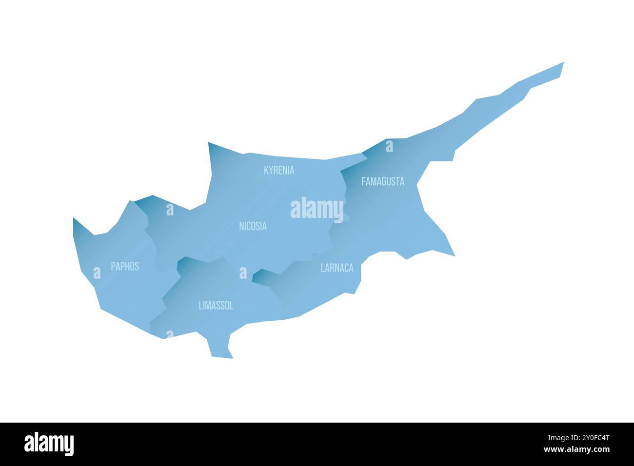 Cyprus political map of administrative divisions - districts. Shaded ...