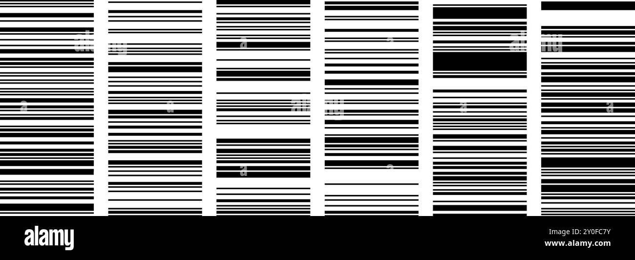 Set of horizontal barcodes as seamless pattern. Binary simple bg with ...