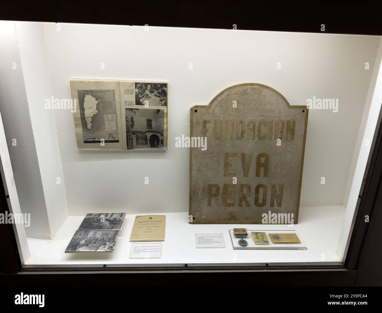 A display about the Eva Peron Foundation, the charitable organization ...