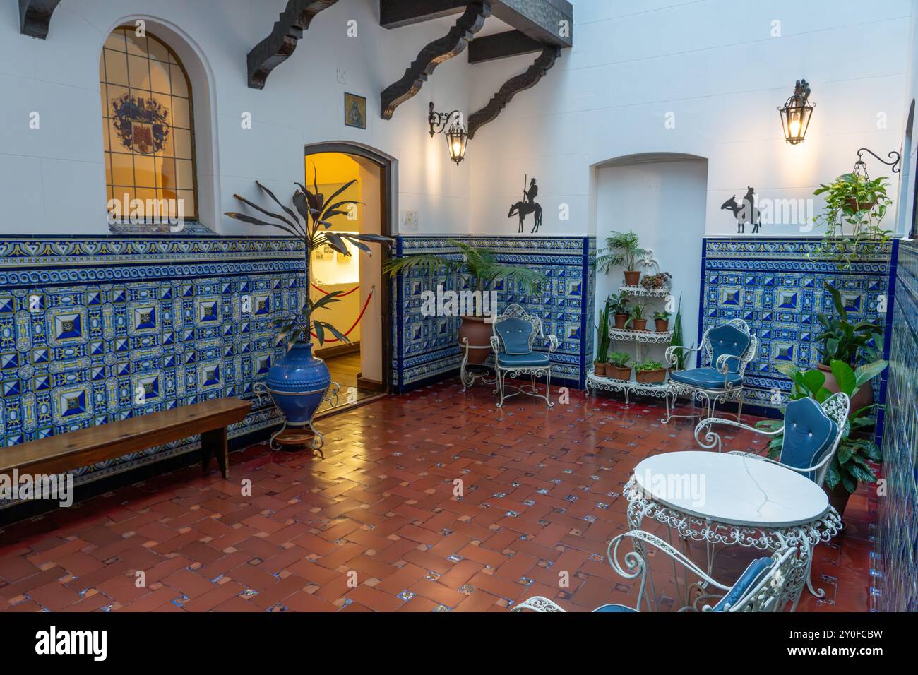 Colorful tiled atrium of the former Temporary Home #2 for homeless ...