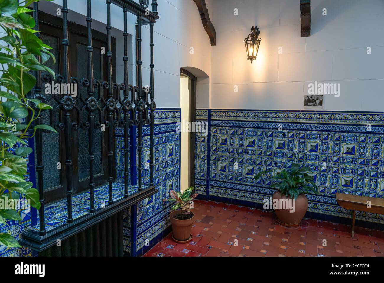 Colorful tiled atrium of the former Temporary Home #2 for homeless ...
