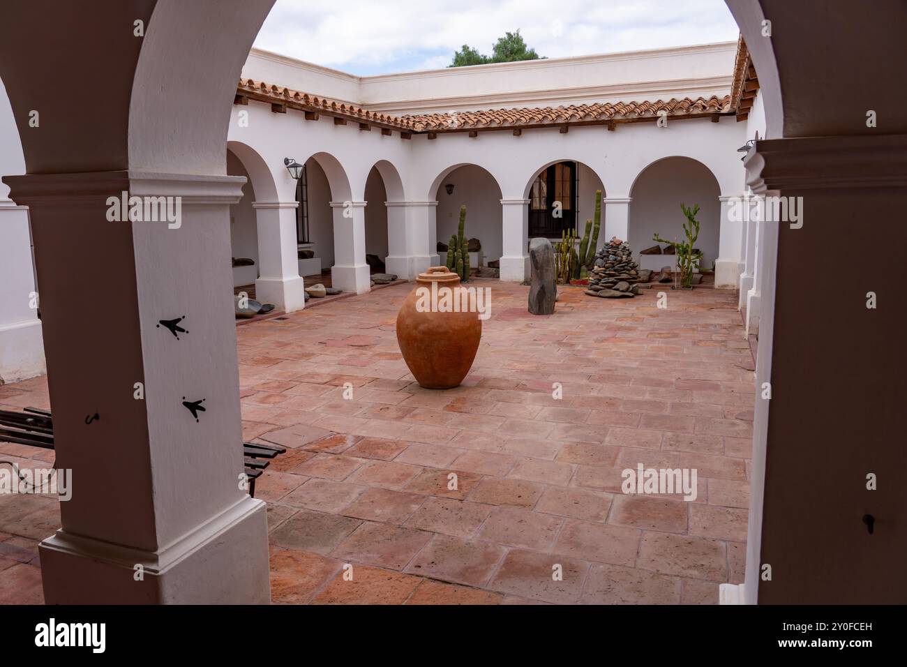 The inner courtyard of the Pio Pablo Diaz Archeological Museum in Cachi ...