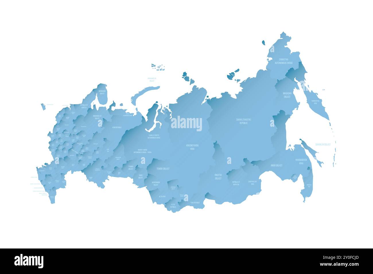 Russia political map of administrative divisions - oblasts, republics ...
