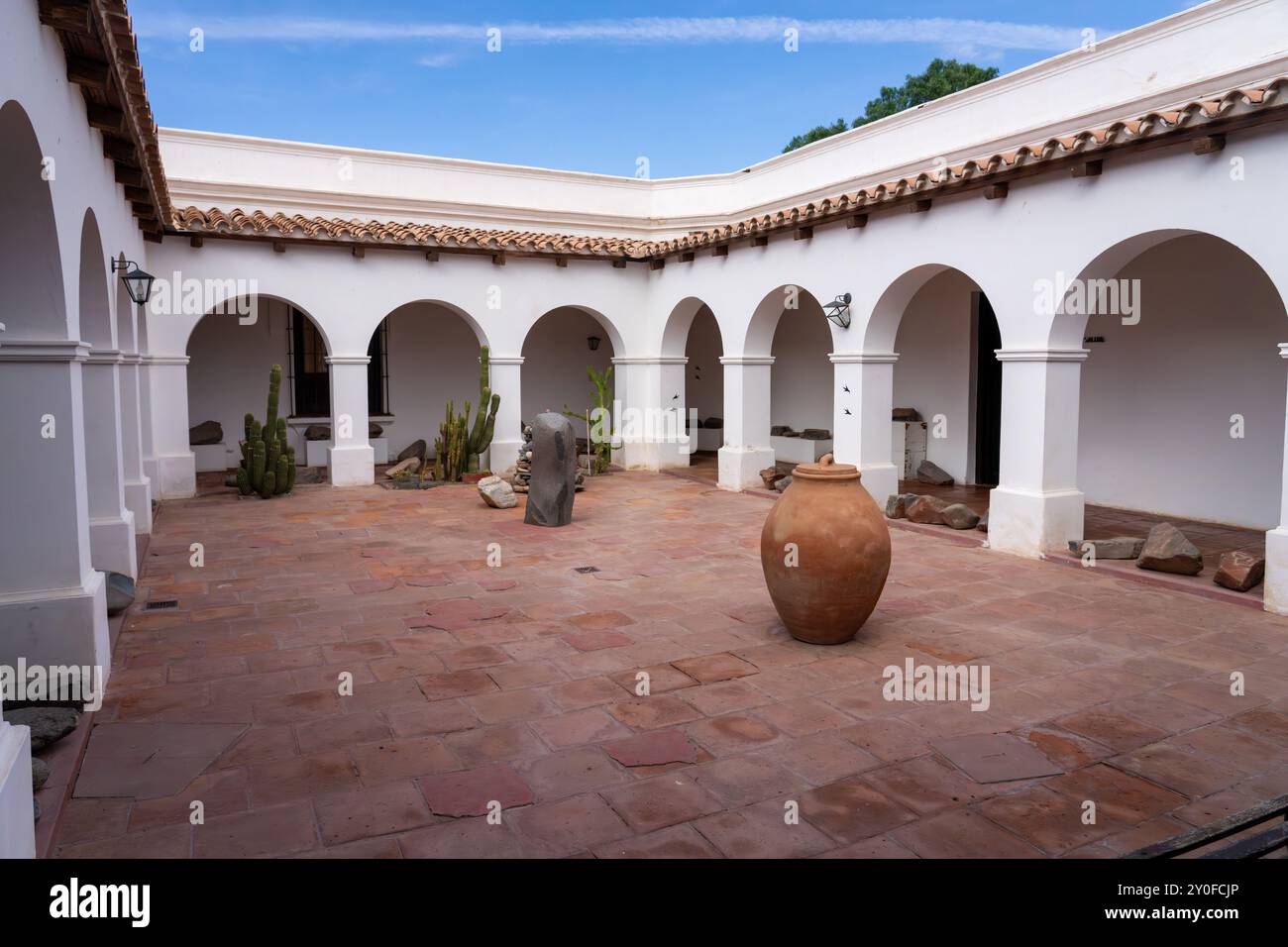 The inner courtyard of the Pio Pablo Diaz Archeological Museum in Cachi ...