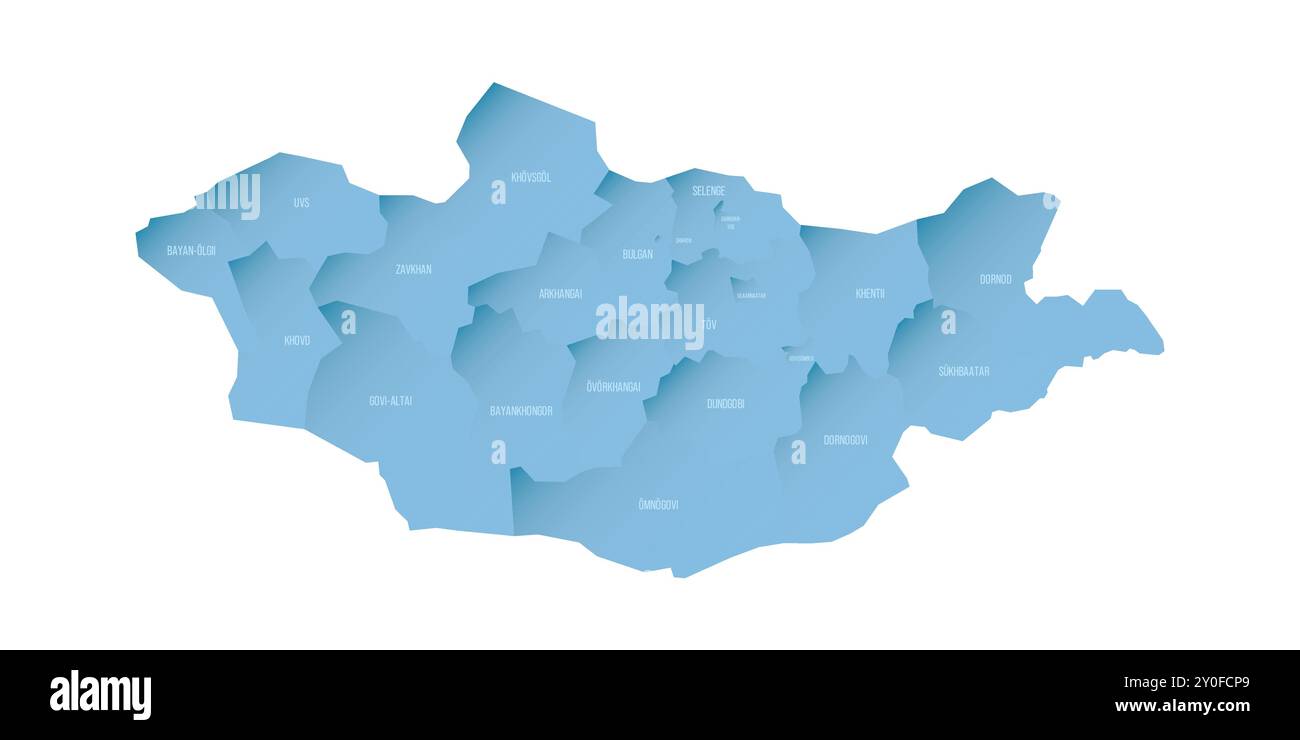 Mongolia political map of administrative divisions - provinces and khot ...