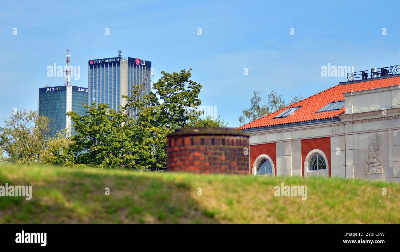 Warsaw, Poland. 25 August 2024. The center of city with skyscrapers ...