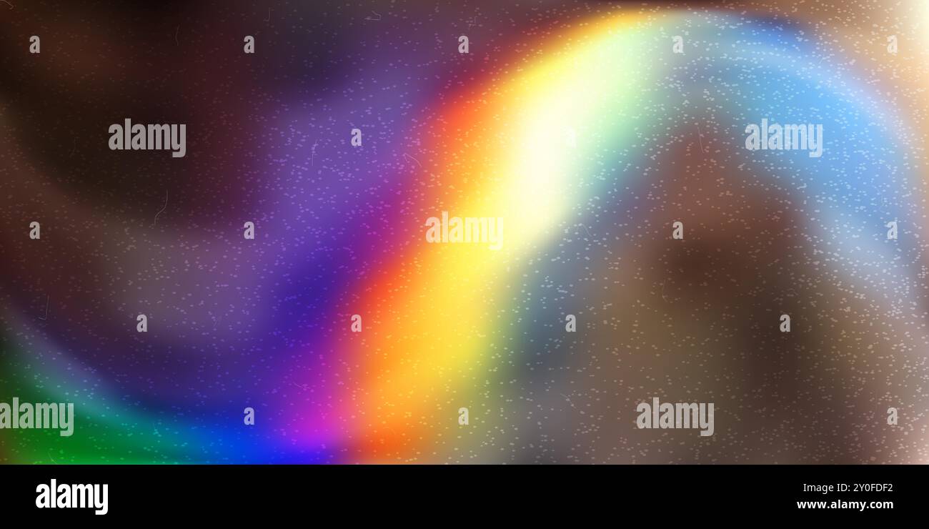 Blurred exposed photo paper with rainbow hologram effect and noise texture. Overlay pattern ...