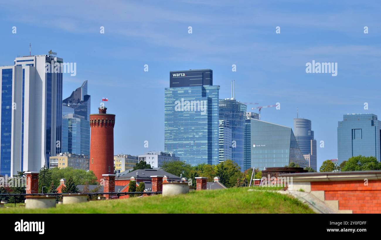 Warsaw, Poland. 25 August 2024. The center of city with skyscrapers ...