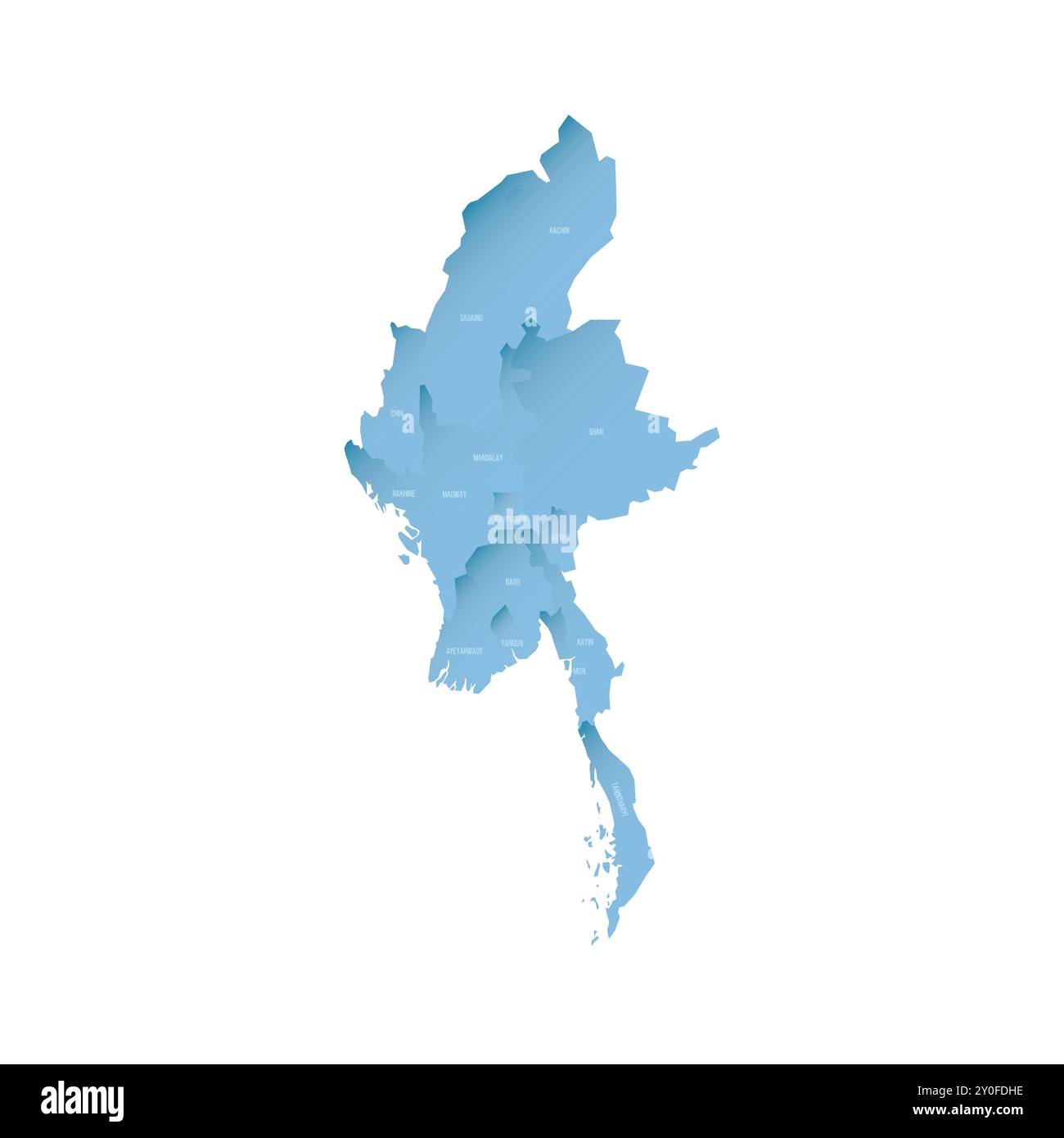 Myanmar political map of administrative divisions - states, regions and ...