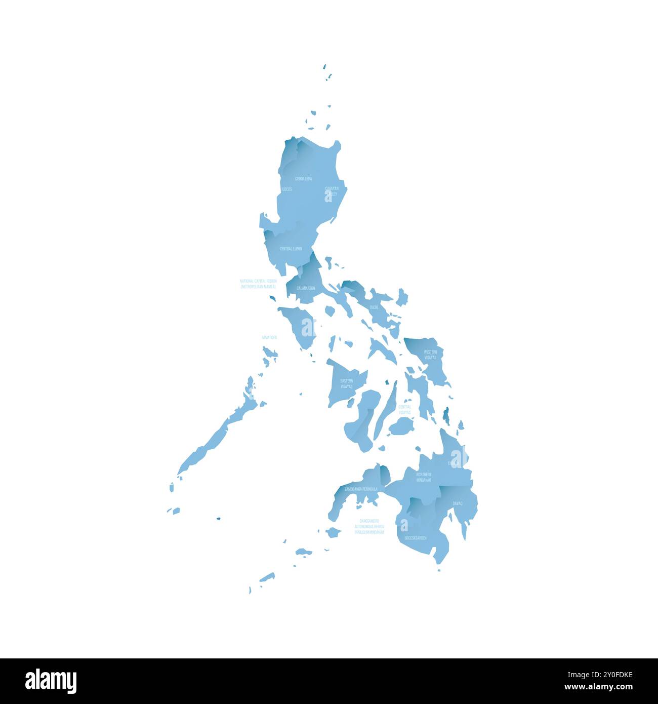 Philippines political map of administrative divisions - regions. Shaded ...