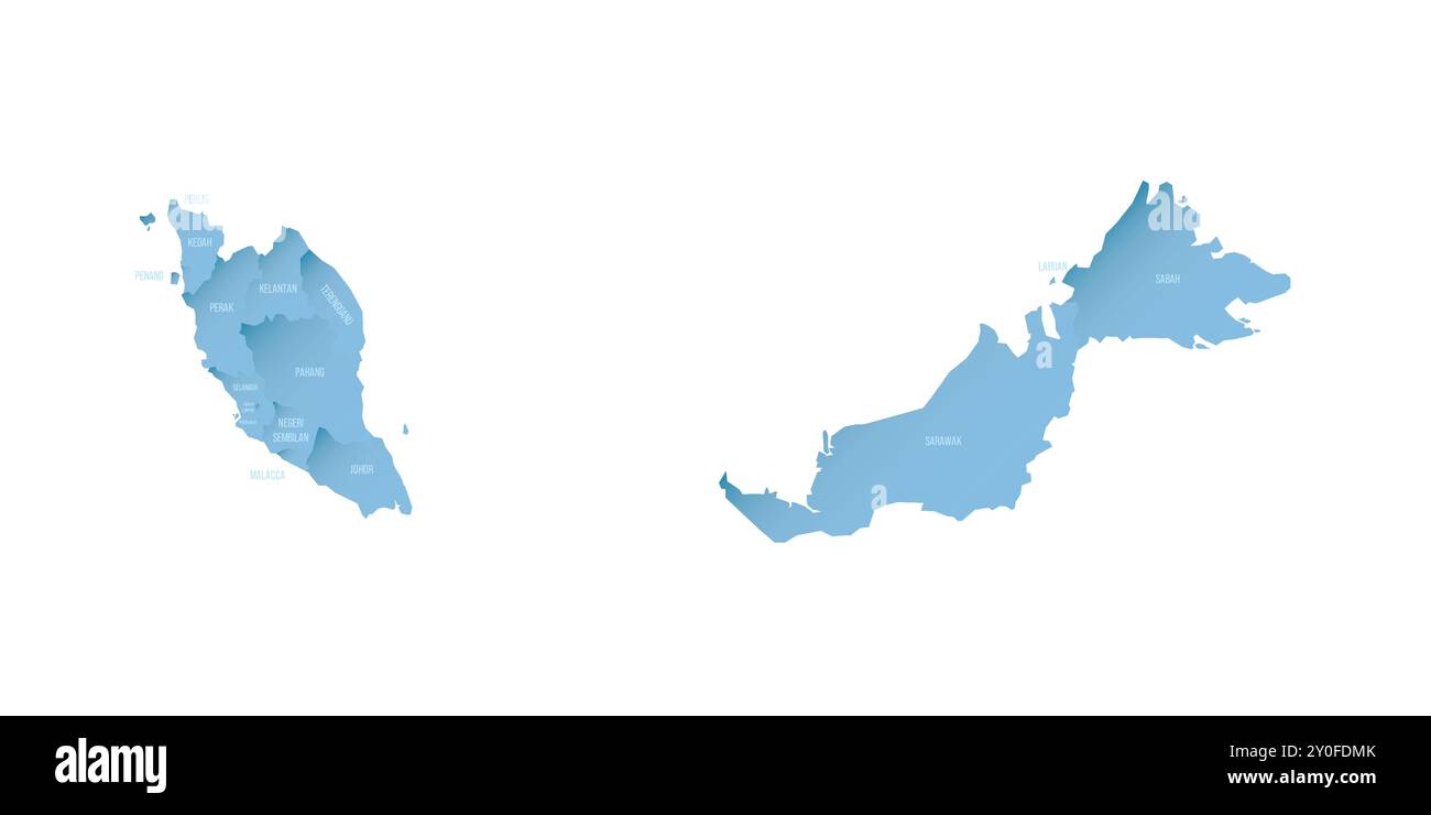 Malaysia political map of administrative divisions - states and federal ...