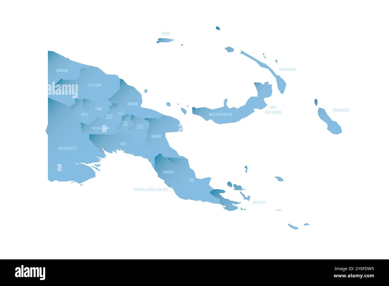 Papua New Guinea political map of administrative divisions - provinces ...