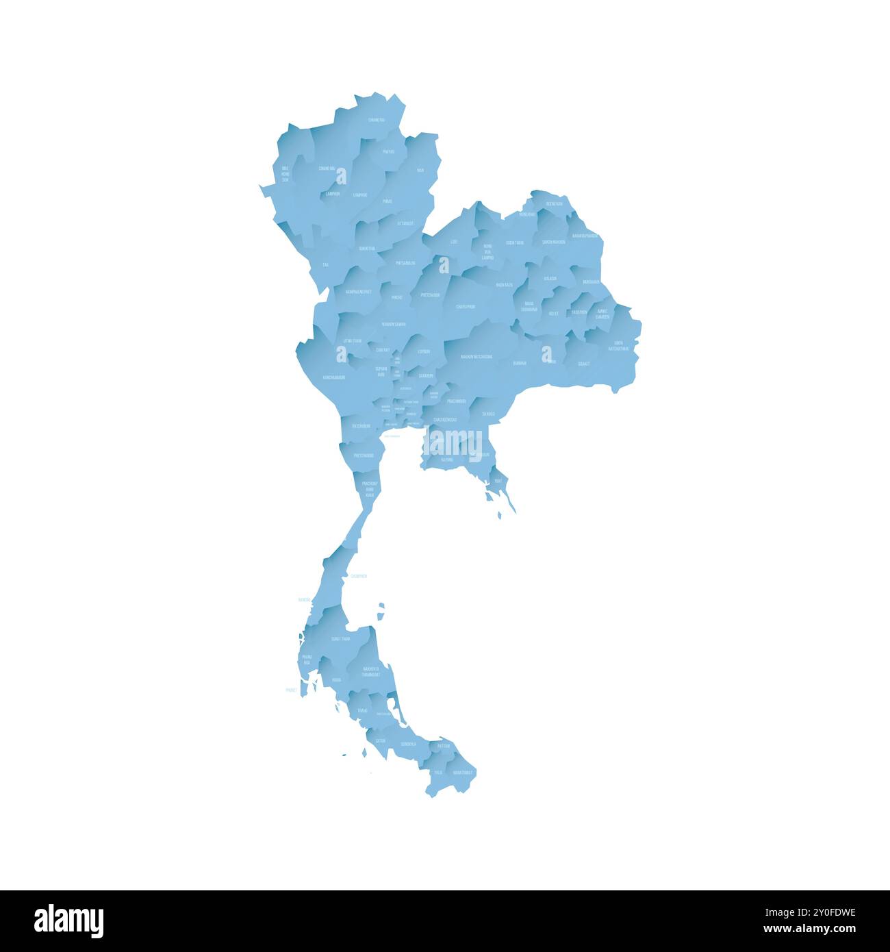 Thailand political map of administrative divisions - provinces. Shaded ...