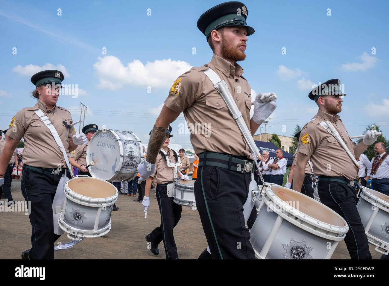 Lisburn Fusiliers Flute Band arriving at Ballee during annual Royal ...