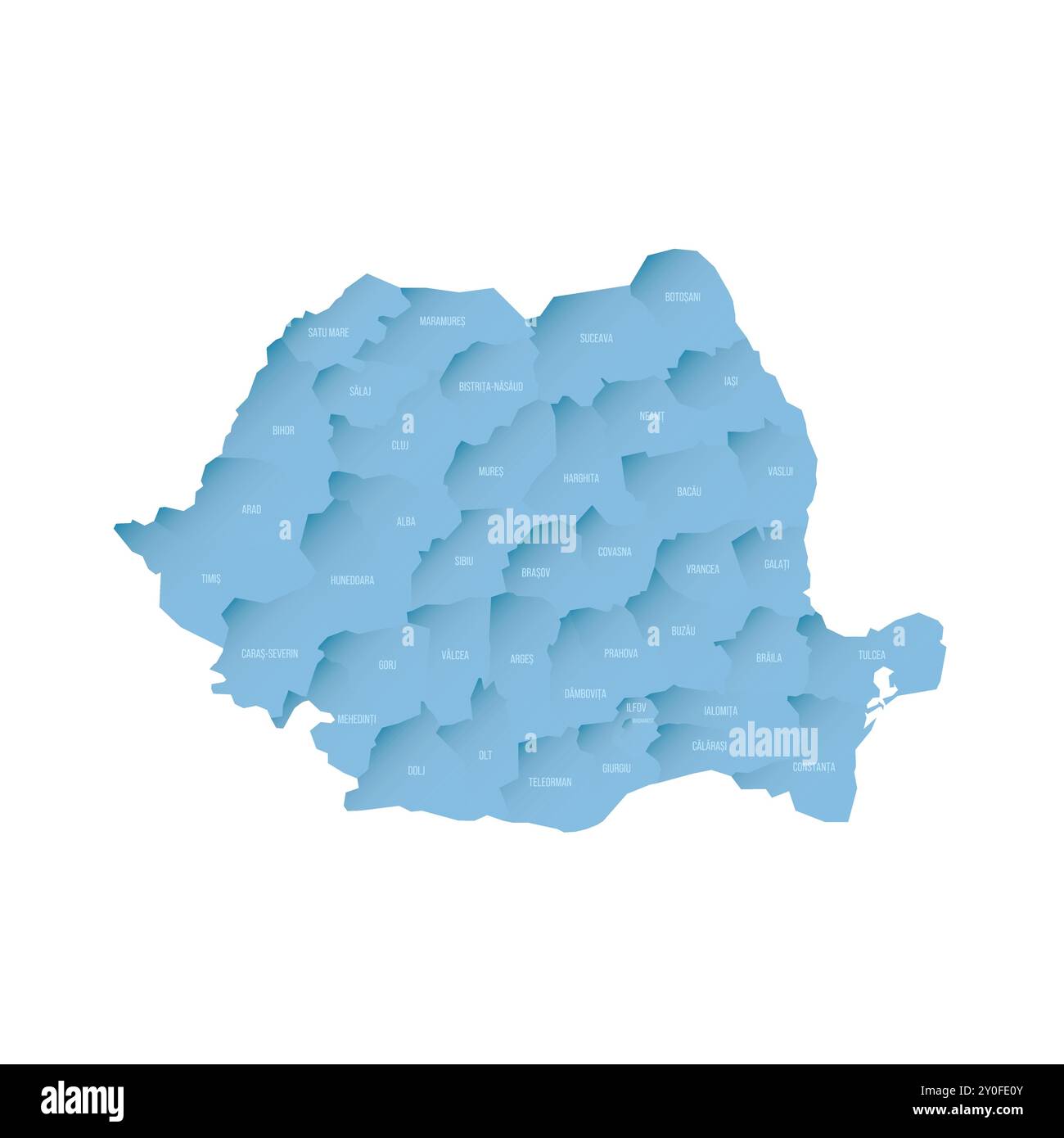 Romania political map of administrative divisions - counties and autonomous municipality of ...