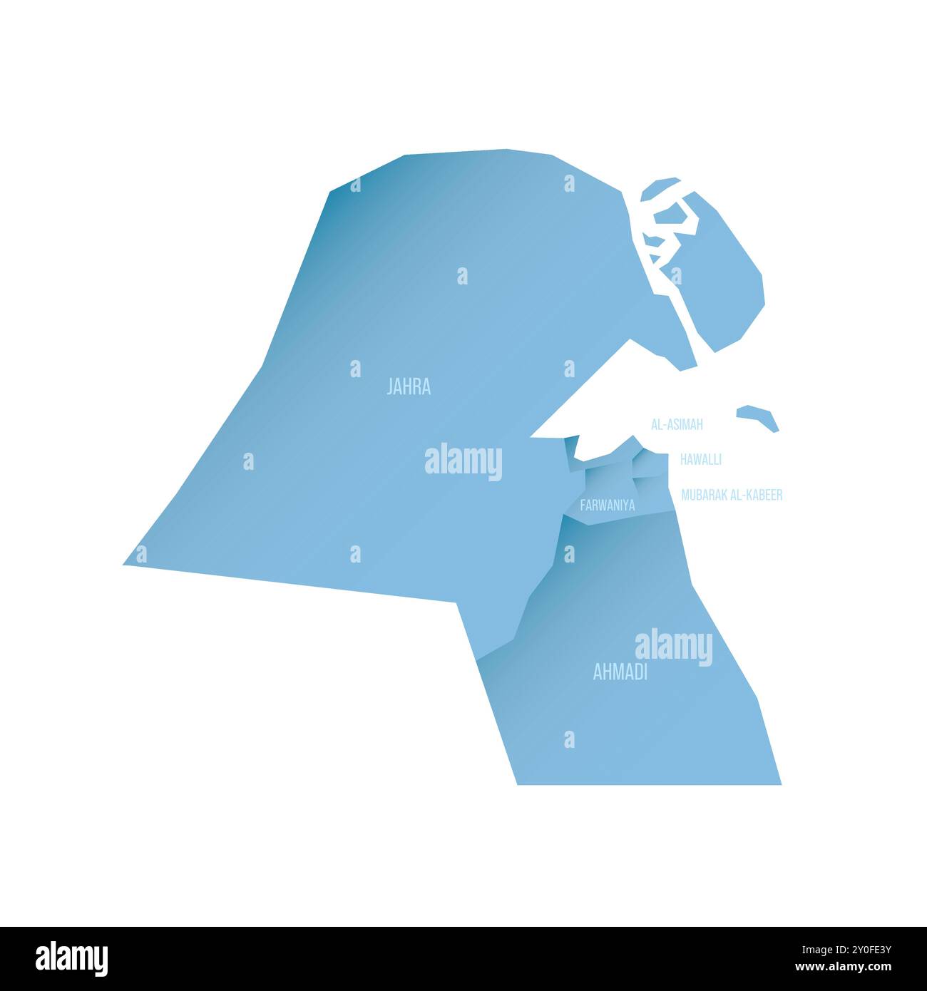 Kuwait political map of administrative divisions - governorates. Shaded ...