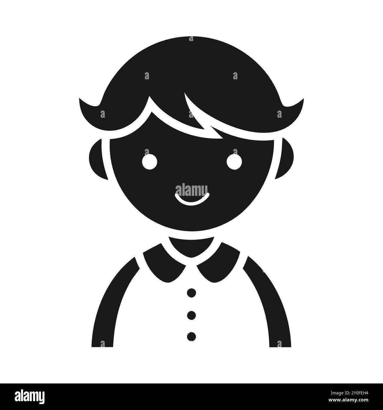 Cheerful boy with short wavy hair icon Stock Vector Image & Art - Alamy