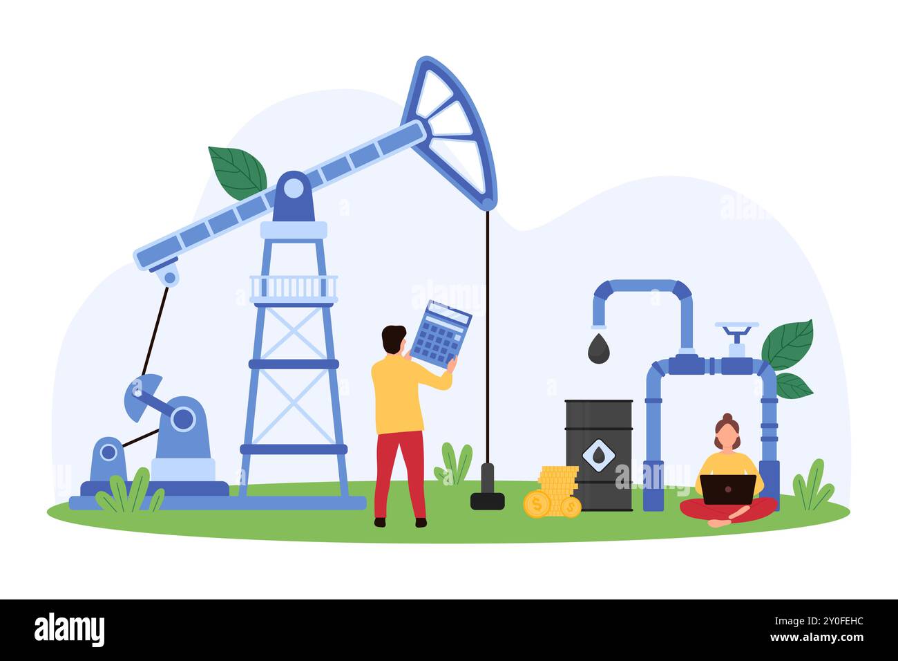 Oil industry, oilfield exploration with derrick rig, energy and ...