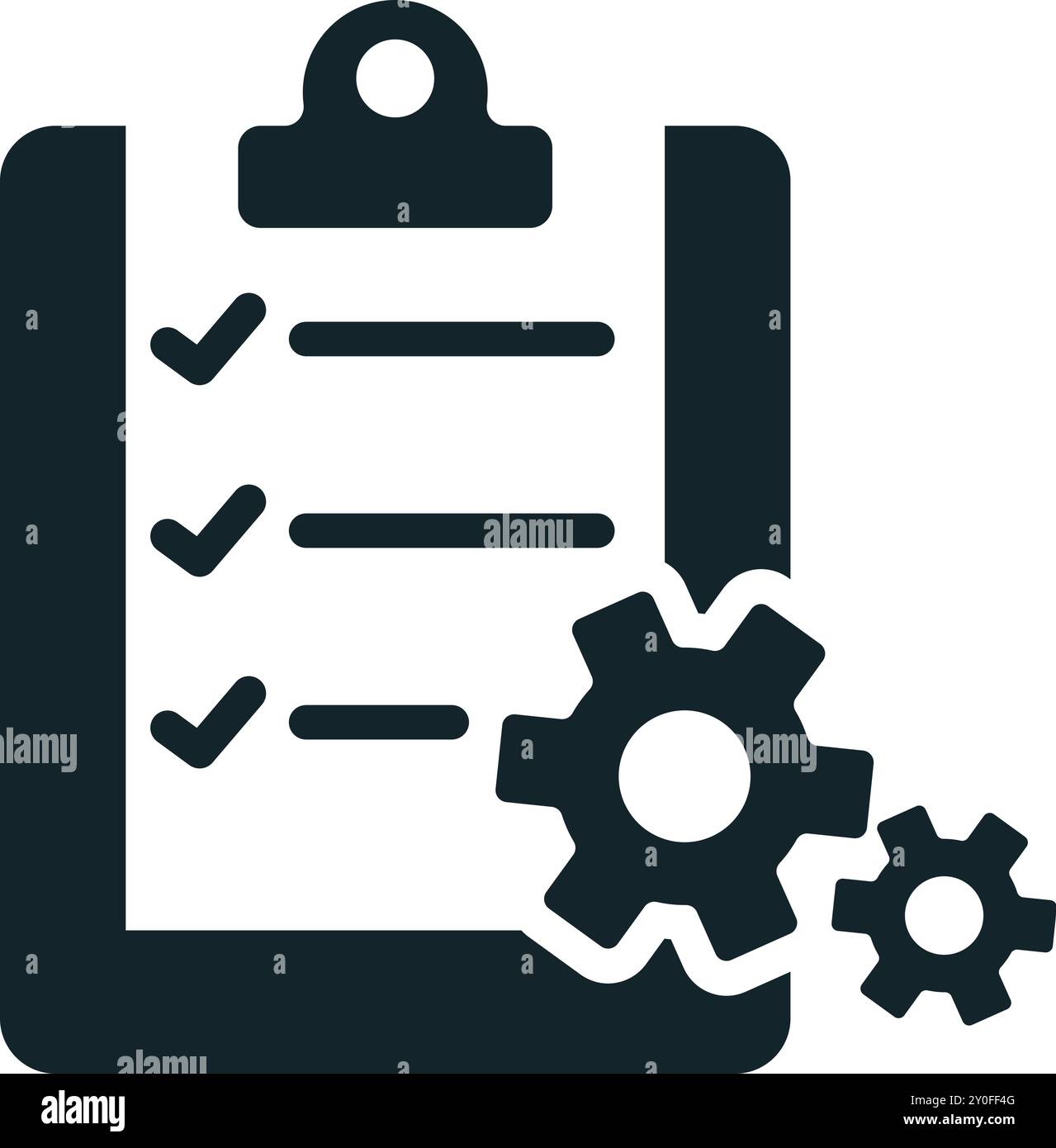 Clipboard showing checkmarked task list and gears representing project ...