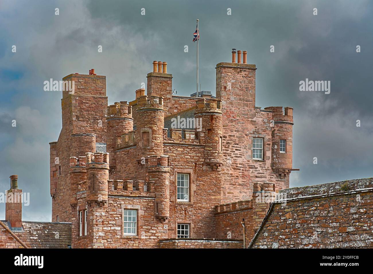 Castle of Mey Caithness Scotland the turrets windows and chimneys Stock ...