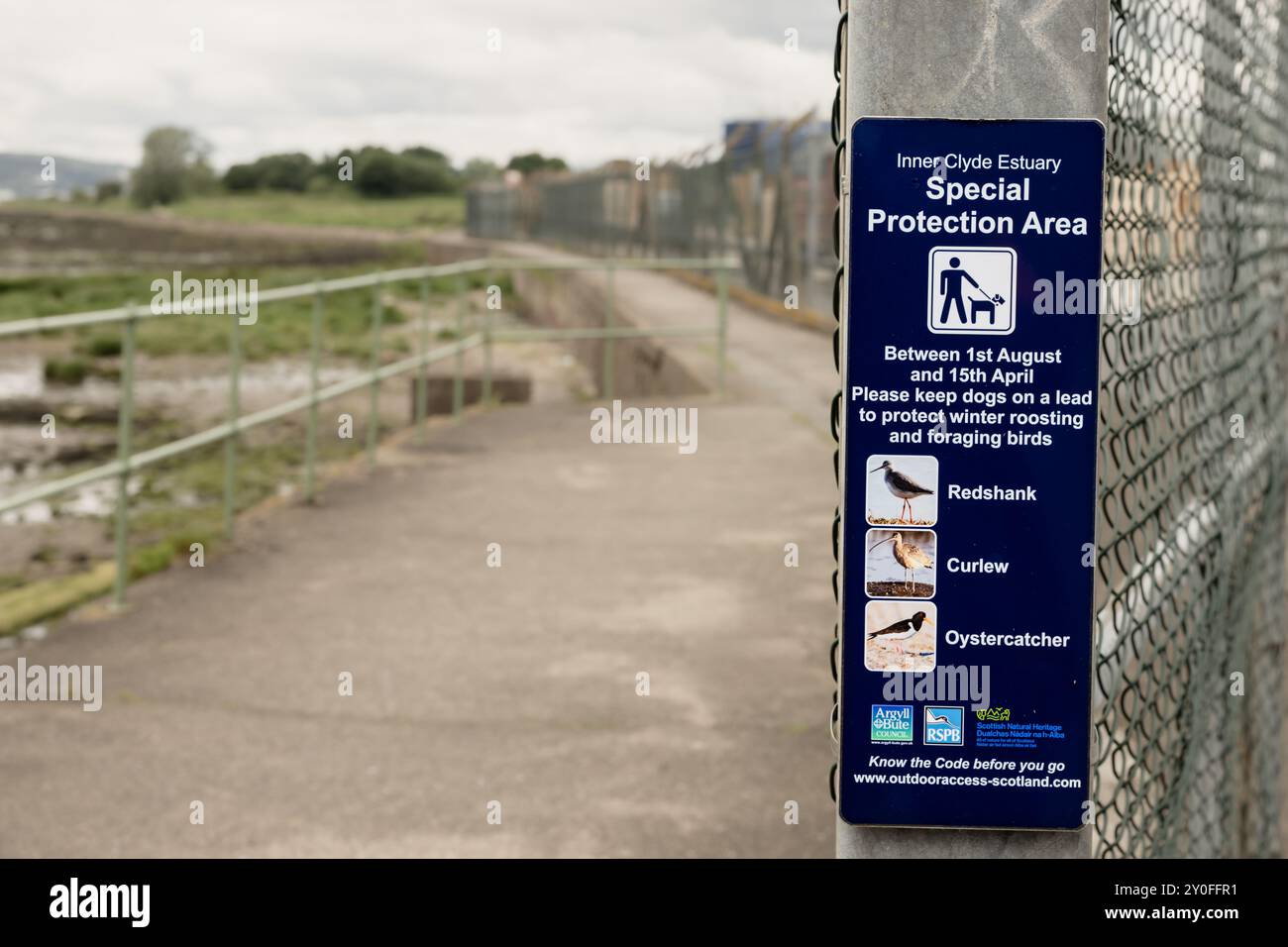 Inner Clyde Estuary Special Protection Area sign with copy space on the ...