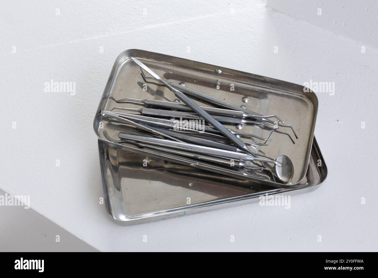 Dental, instrument and tools equipment. Explorers, scaler and teeth ...