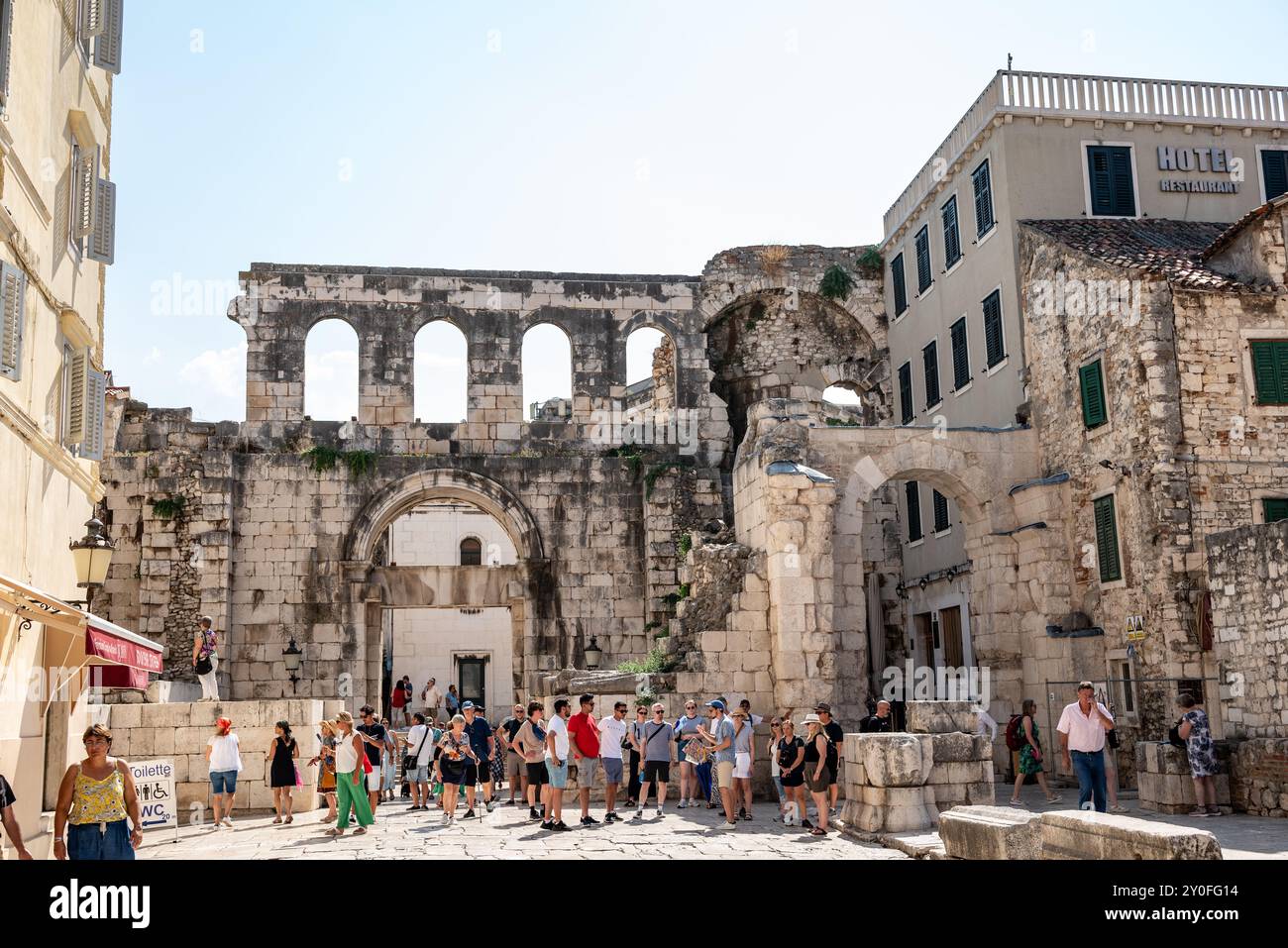 Tourist visiting Roman Historical Complex of the Palace of Diocletian ...