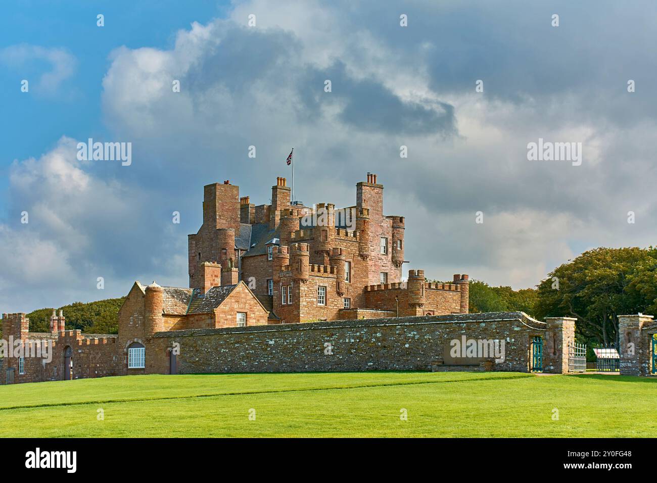 Castle of Mey Caithness Scotland lawns walls and entrance in late ...