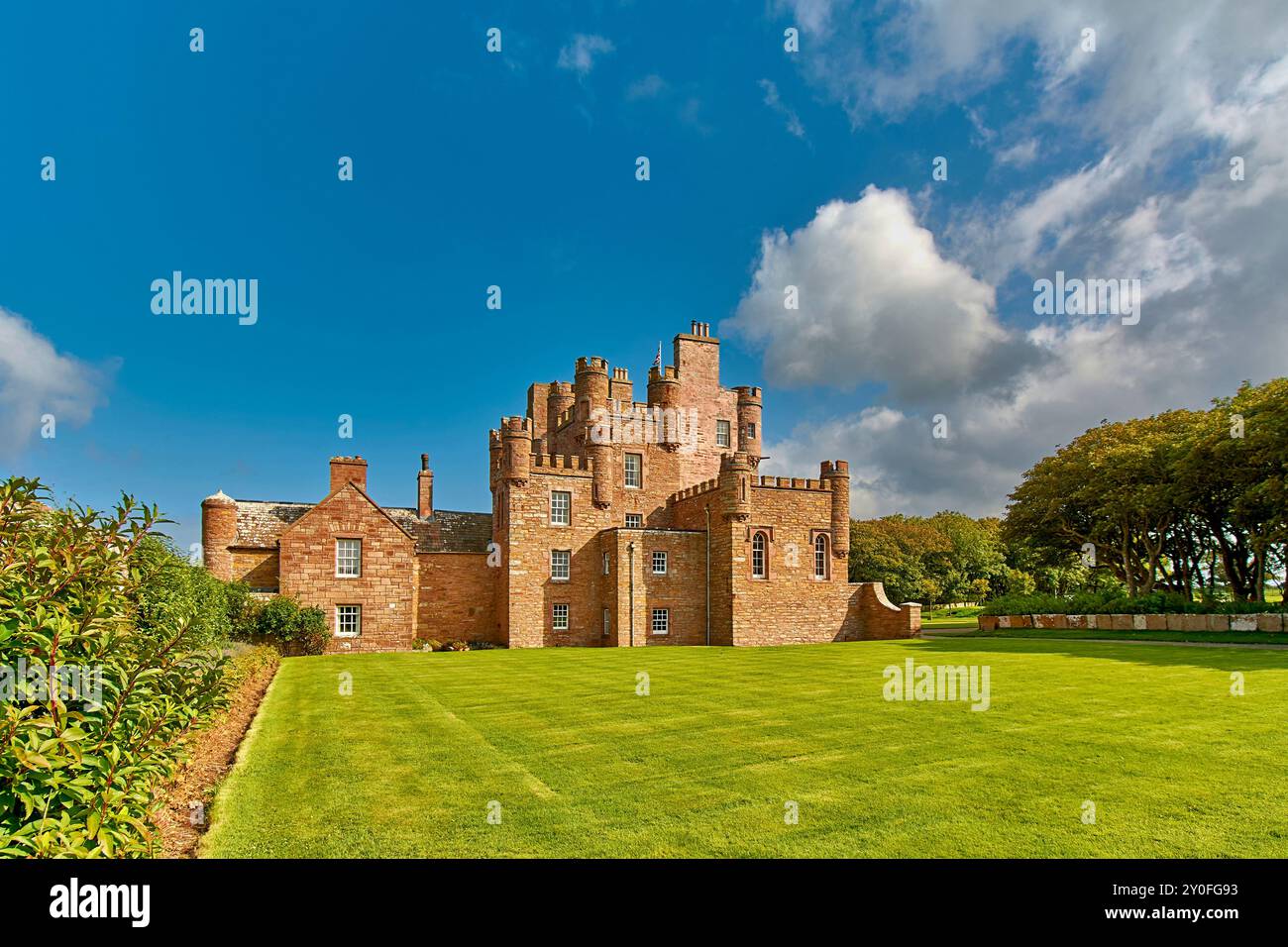 Castle of Mey Caithness Scotland the lawns trees and building in late ...