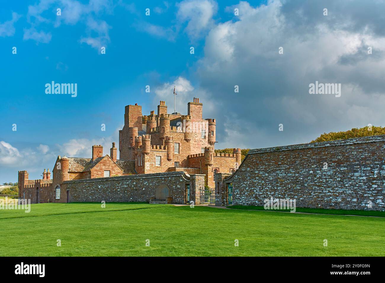 Castle of Mey Caithness Scotland the lawns walls and entrance in late ...