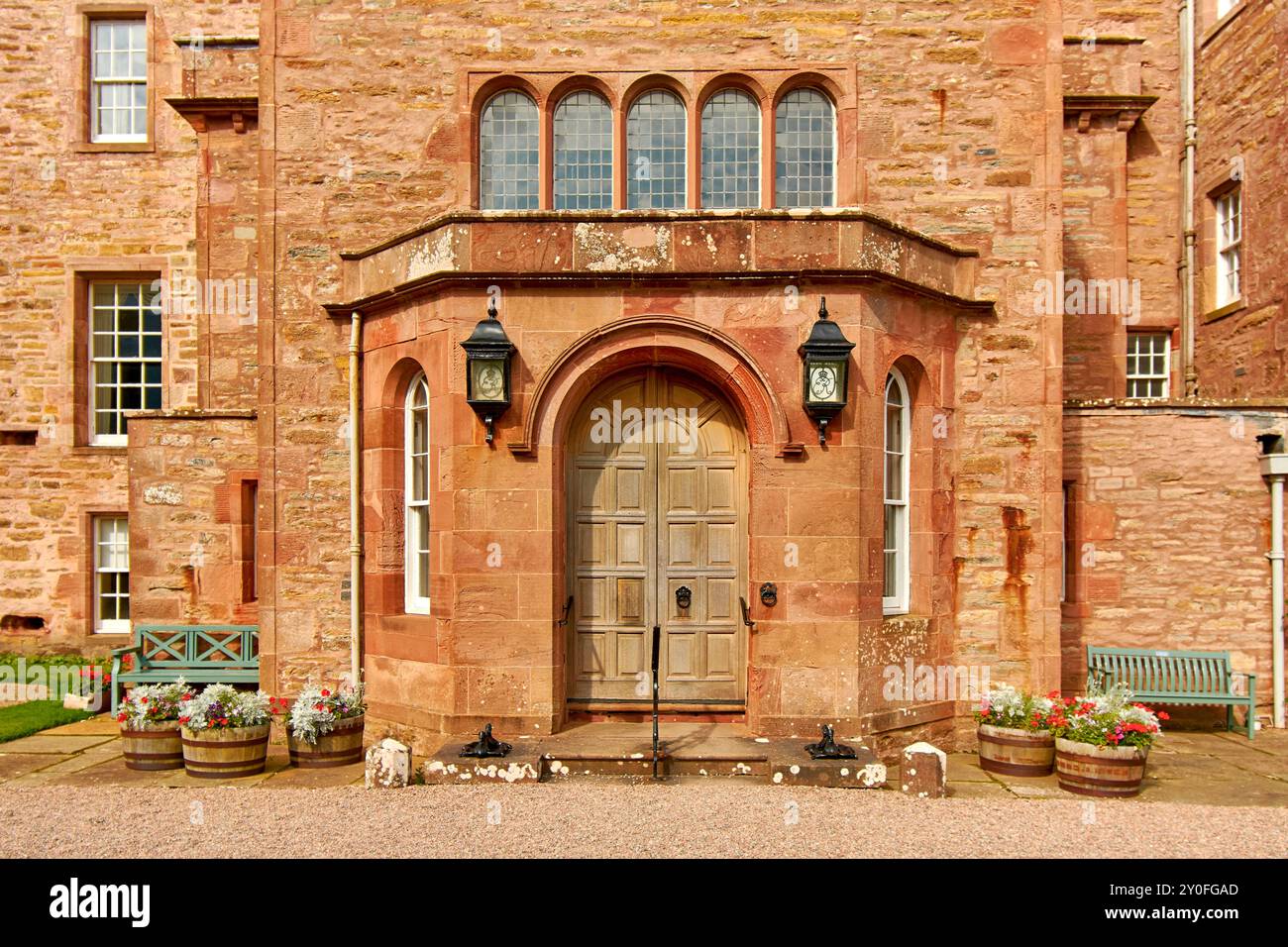 Castle of Mey Caithness Scotland the main entrance doorway surrounded ...