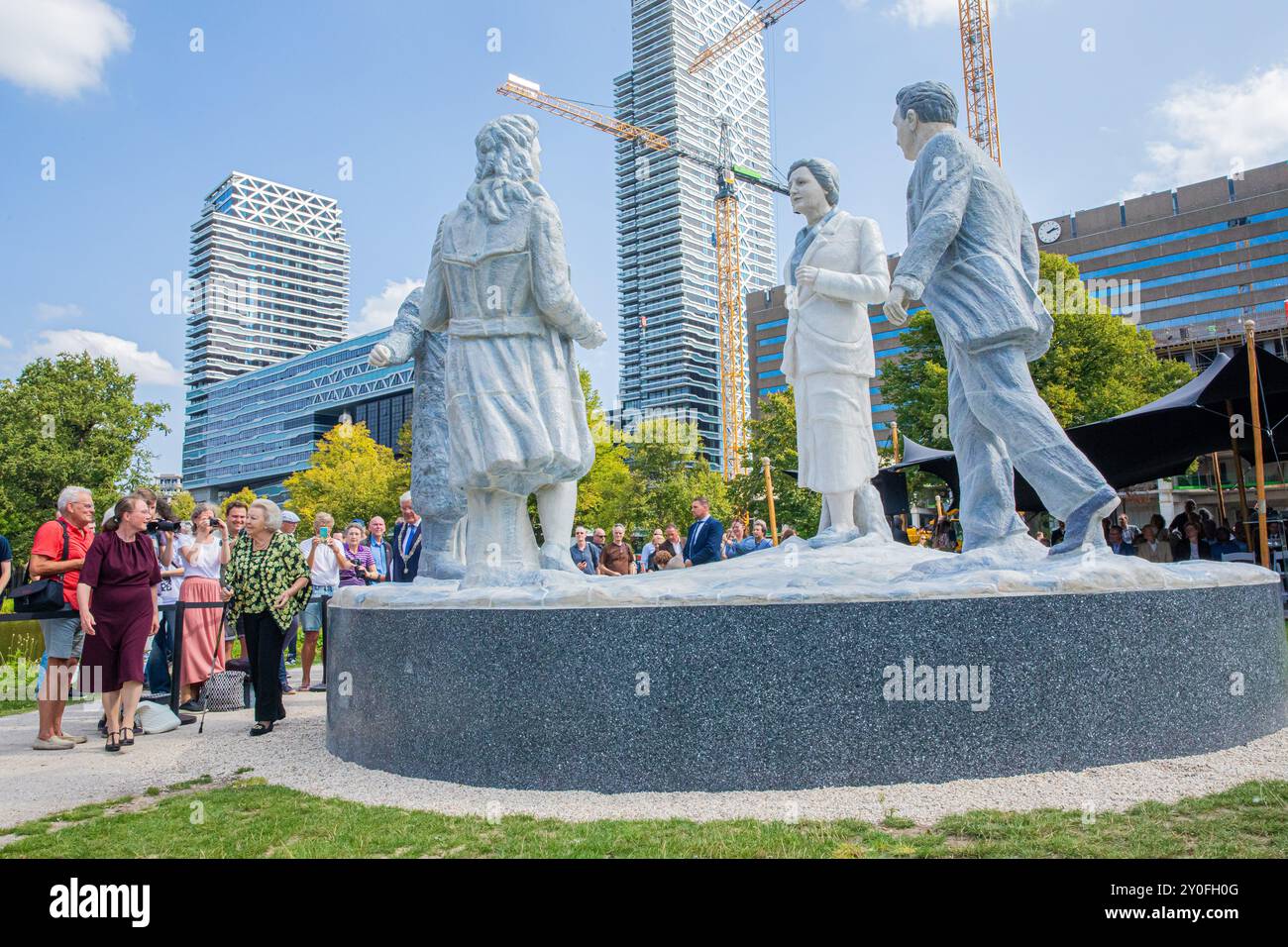 The, Netherlands. , . Princess Beatrix unveils the statue group in ...