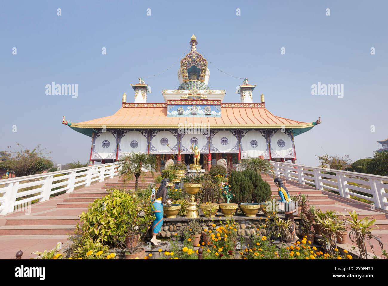 The Great Drigung Kagyud lotus stupa, the german temple, Lumbini, Nepal ...