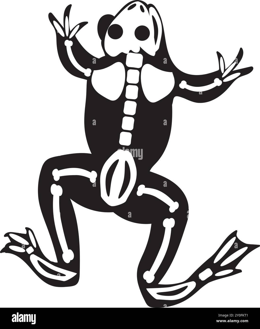 Silhouette Halloween jumping frog with roentgen skeleton bones, fairy ...