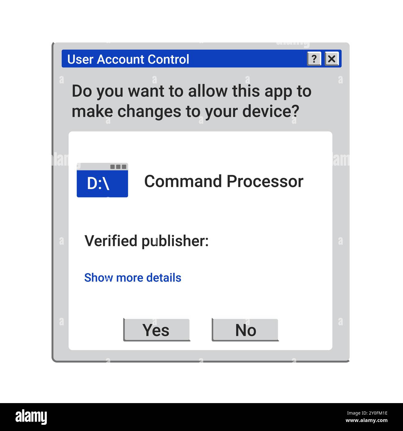 Old user account control panel. Installation of new program Stock ...