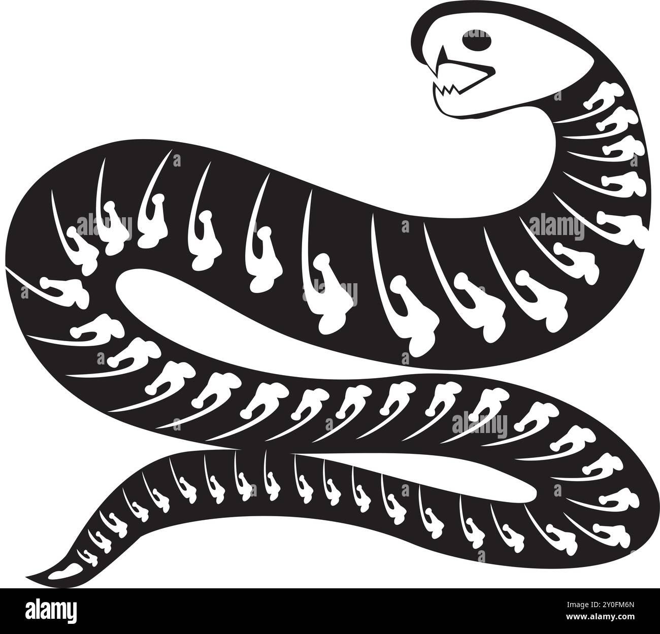 Silhouette Halloween poisonous aggressive snake with roentgen skeleton ...