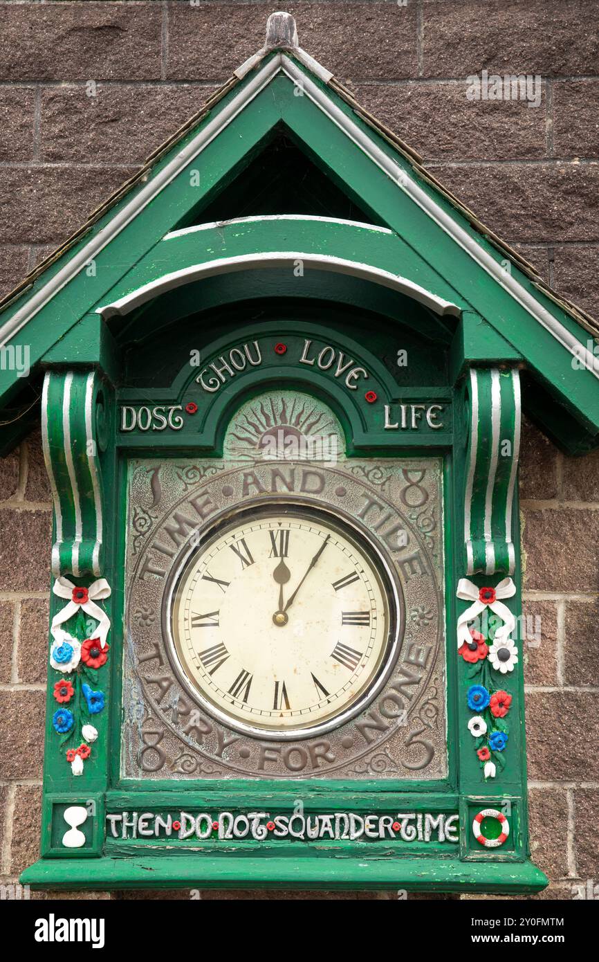 UK, England, Cornwall, Cremyll, 1885 Arts and Crafts clock on ferry ...