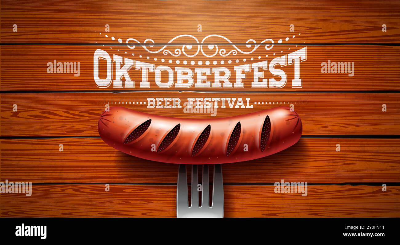 Oktoberfest Beer Festival Banner Illustration with Sausage and ...