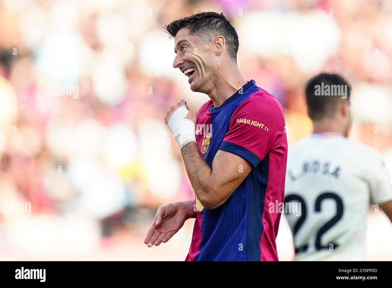 Robert Lewandowski of FC Barcelona during the La Liga EA Sports match ...
