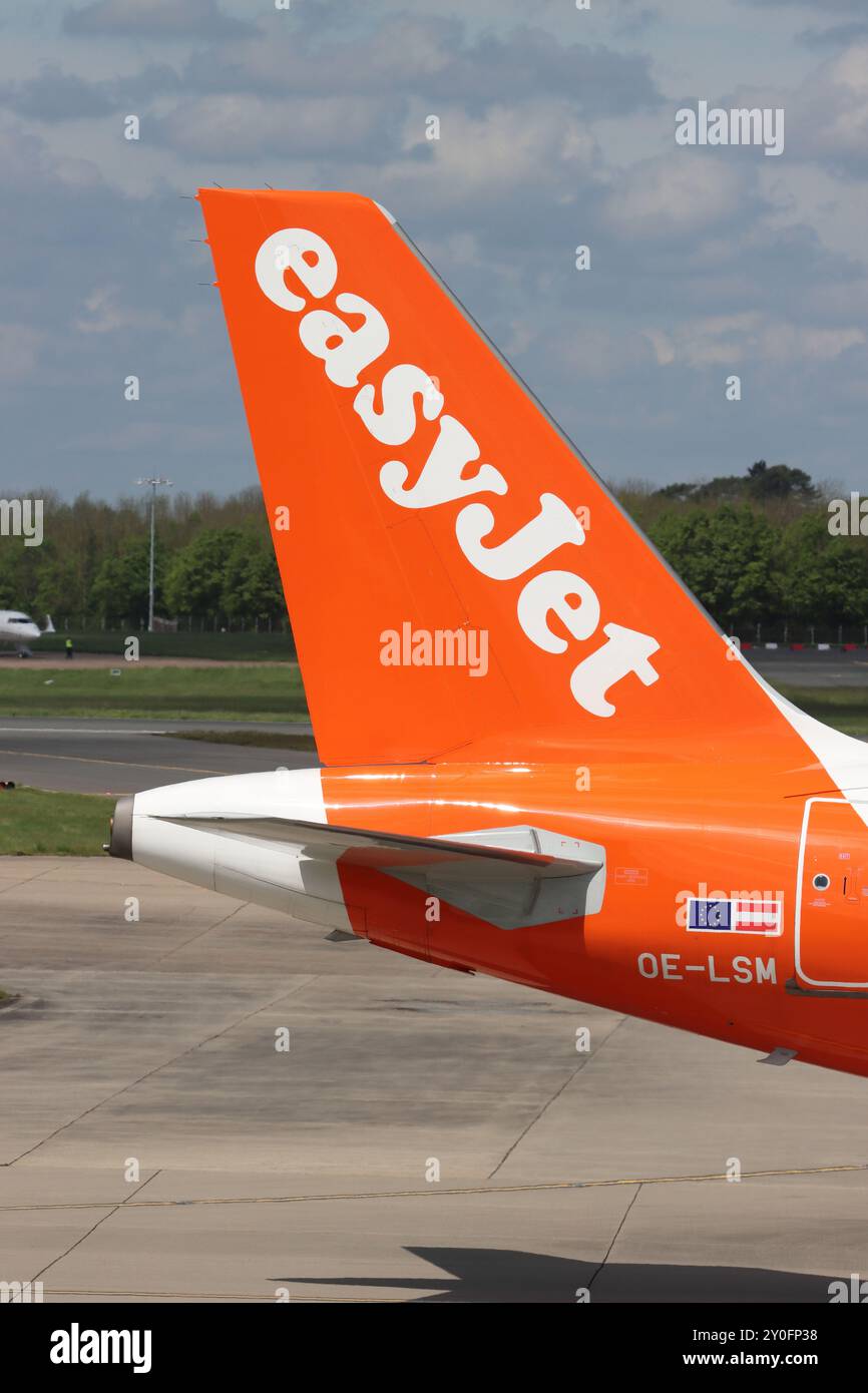 Easyjet aircraft, tail colour scheme / logo of airline Stock Photo - Alamy