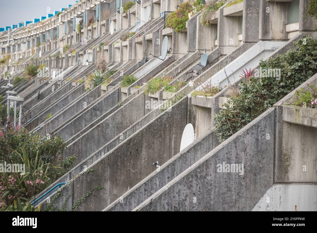 Facade of Alexandra Road estate, brutalist architecture in London ...