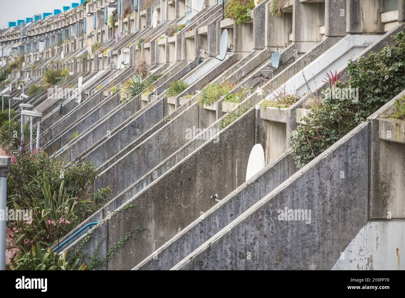 Facade of Alexandra Road estate, brutalist architecture in London ...