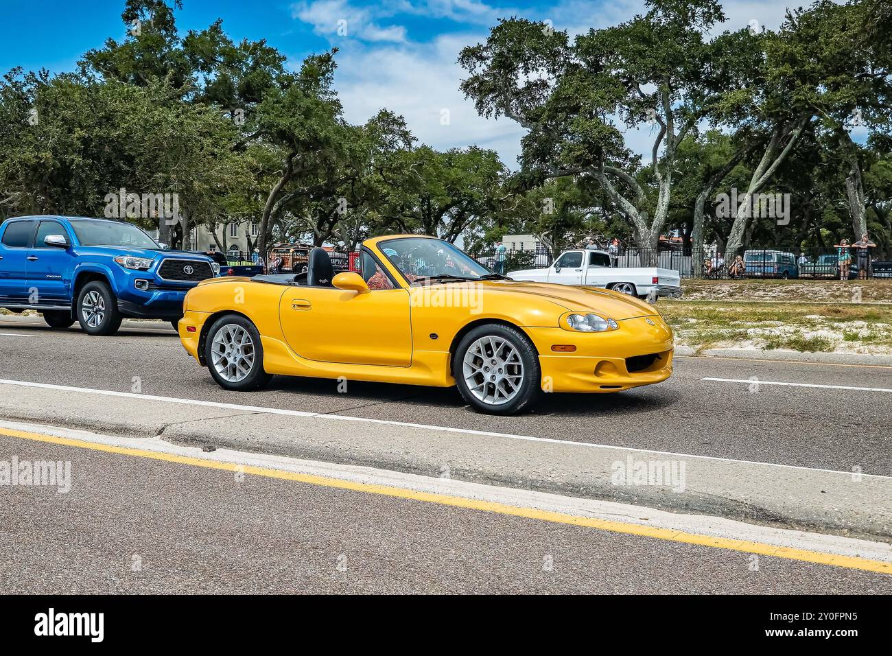Gulfport, MS - October 07, 2023: Wide angle front corner view of a 2002 ...