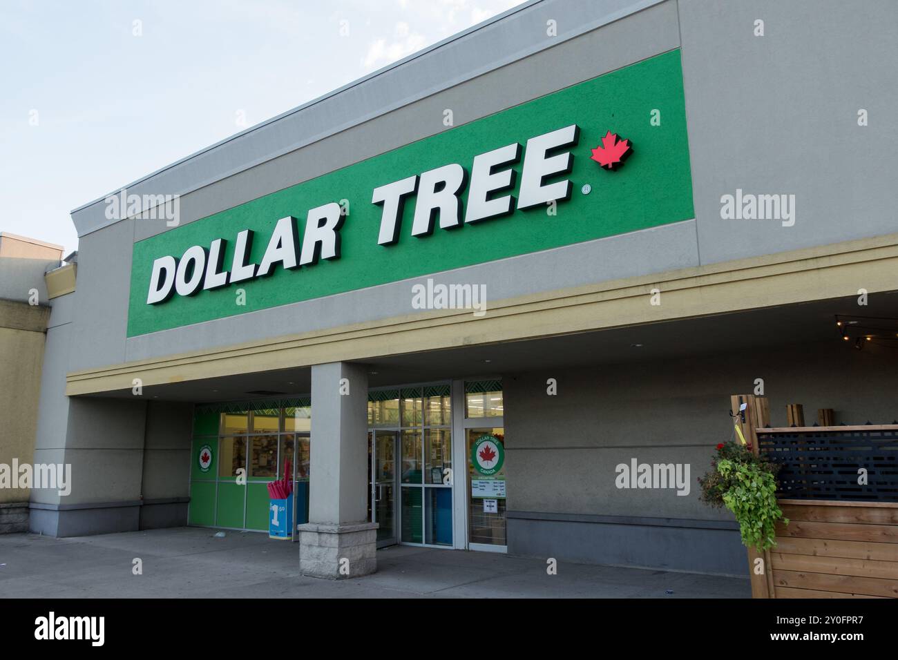 Exterior entrance of a Dollar Tree store in Canada, featuring the chain ...