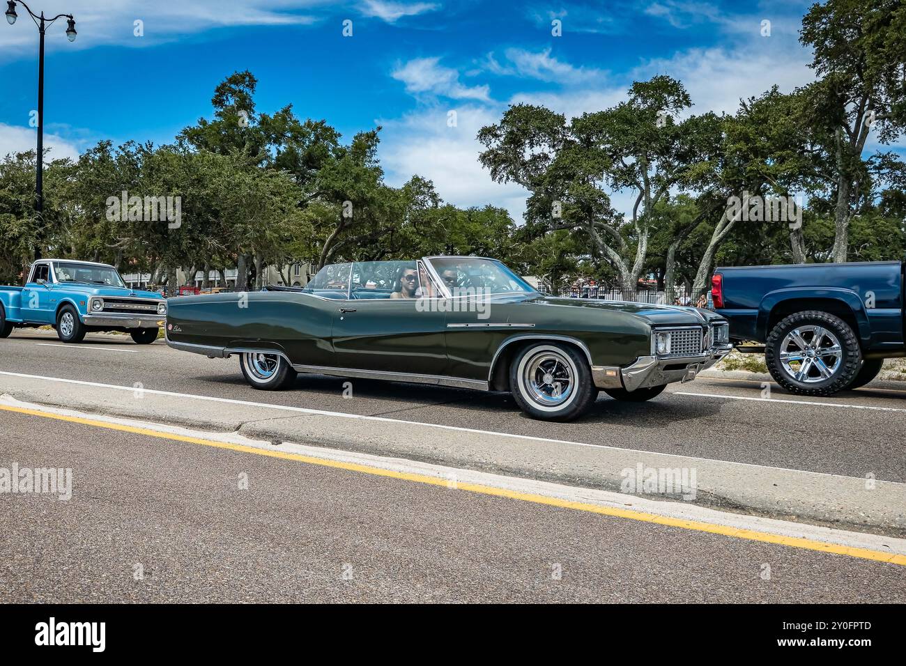 Gulfport, MS - October 07, 2023: Wide angle front corner view of a 1968 ...