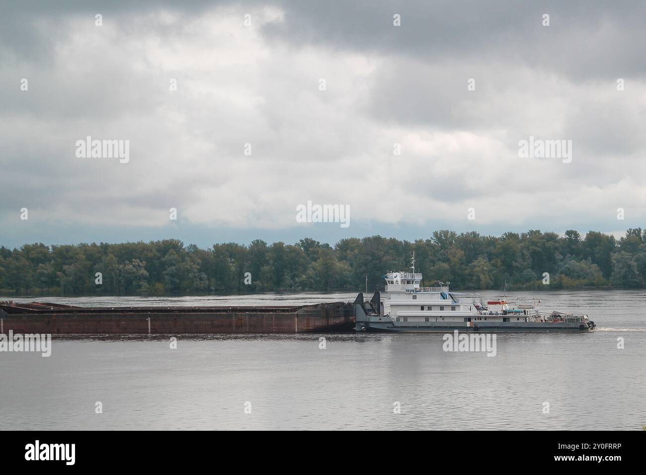 Cargo ship sailing on a volga river Stock Photo - Alamy