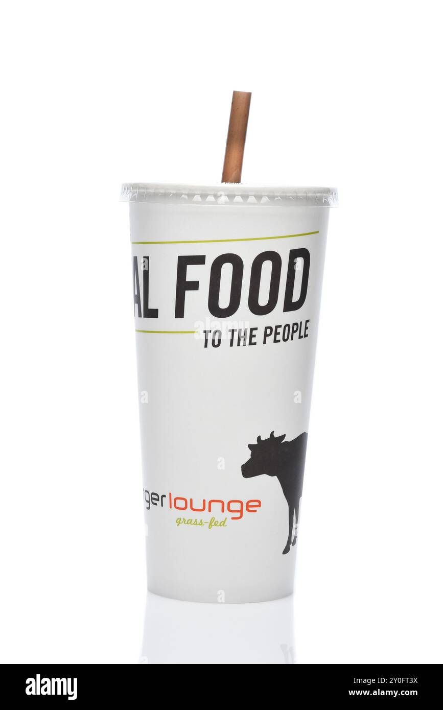 IRVINE, CALIFORNIA - 1 SEPT 2024: A drink cup from Burger Lounge a fast ...