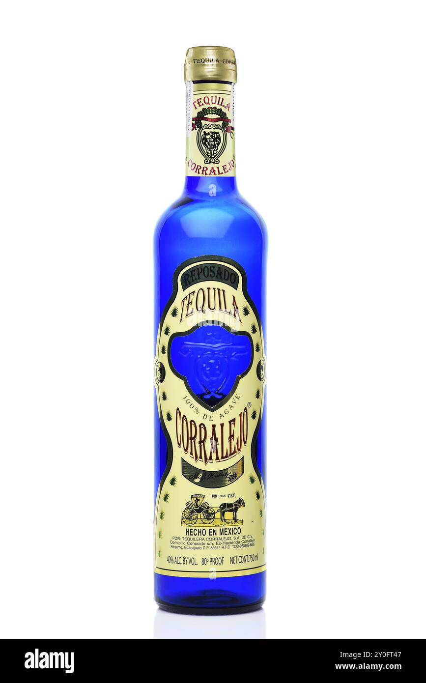 IRVINE, CALIFORNIA - 1 SEPT 2024: Corralejo Reposado Tequila is a ...