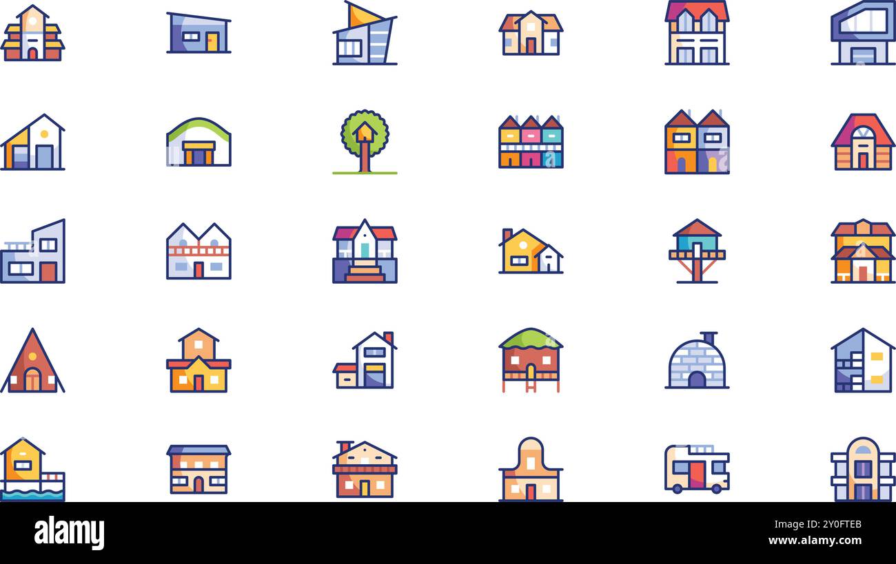 Types of houses icons High-Quality Vector Icons Collection with ...