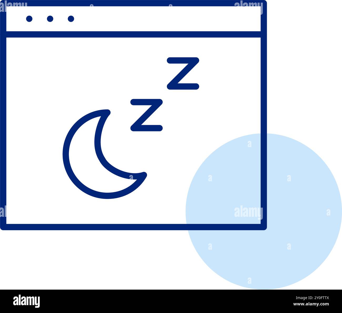 Crescent moon and zz sleep symbols in web browser. Dark mode, night ...